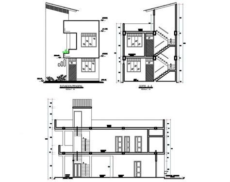 House Layout Autocad File With Elevation And Sectional Detail