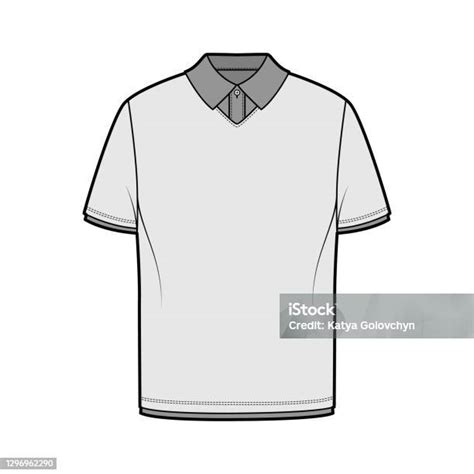 더블 티셔츠 테크니컬 패션 일러스트와 반소매 튜닉 길이 헨리 넥 오버사이즈 플랫 니트 칼라 0명에 대한 스톡 벡터 아트 및 기타 이미지 Istock