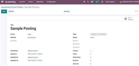 Features Of Forums In The Odoo ELearning Module