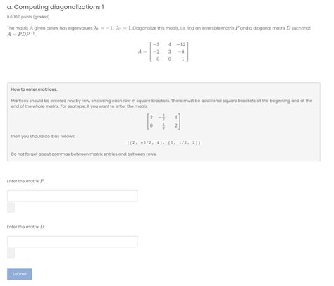 Solved A Computing Diagonalizations Points Chegg