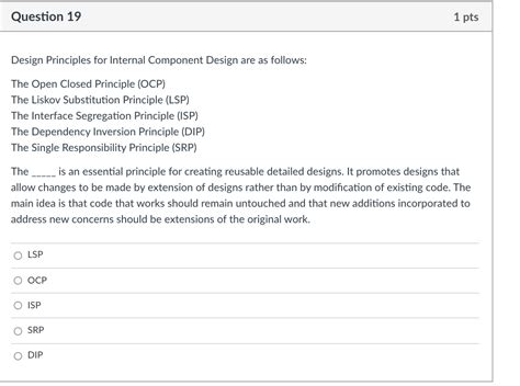 Solved Question Pts Design Principles For Internal Chegg Com