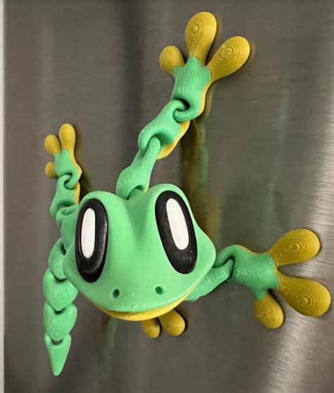 3d Printed Blob Gecko Magnetic Flexi Fidget Art Toy With Rock • Made