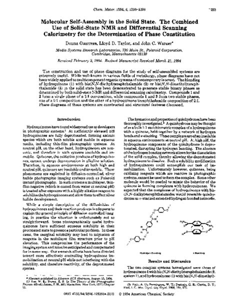 Pdf Molecular Self Assembly In The Solid State The Combined Use Of Solid State Nmr And