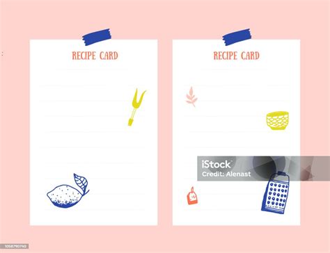 현대 조리법 카드 템플릿 요리 책에 대 한 설정입니다 메뉴 벡터 일러스트 레이 션 요리책에 대한 스톡 벡터 아트 및 기타 이미지