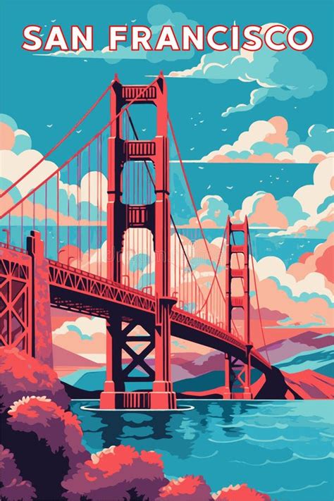 California Golden Gate Bridge San Francisco Vector Poster Artwork