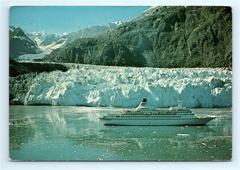 Royal Vikings Cruise Ship Winter Scene Glacier Bay Ak Postcard Posted