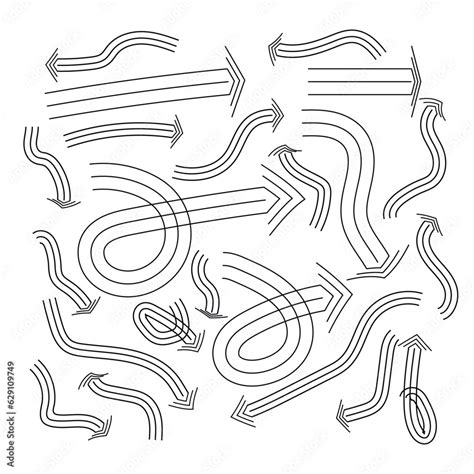 Black Directional Arrow Sign Or Icon Set Design Hand Drawn Arrow Design Elements Vector