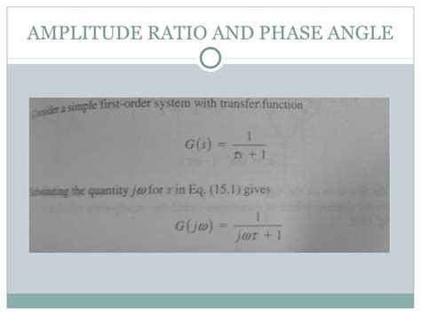 Frequency Response Analysis And Bode Diagrams For First Order Systems PPT Physics Science