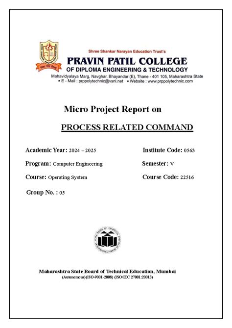 Final Osy Microproject For Osy Micro Project Report On Process