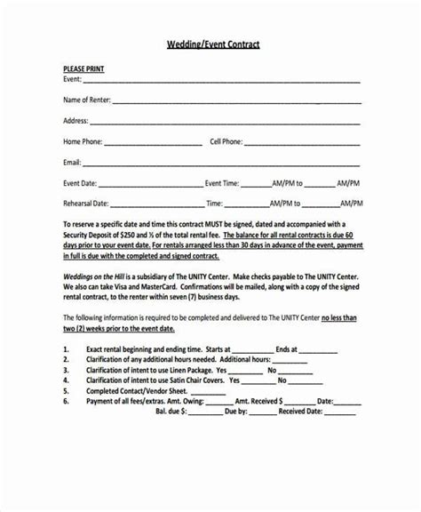 Free Wedding Venue Contract Template