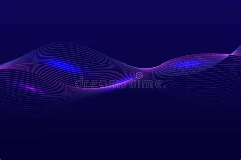 Abstract Glowing Wave Lines On Dark Blue Background Dynamic Wave Pattern Modern Flowing Wavy