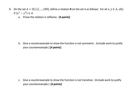solved 9 on the set a {0 1 2 100} define a relation