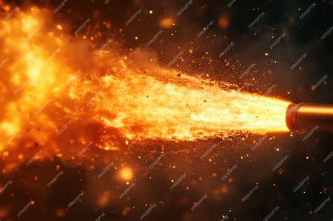 Premium Photo Large Fire Extinguisher Exploding In The Air