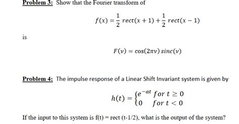 Solved Show That The Fourier Transform Of Fx 12 Rectx