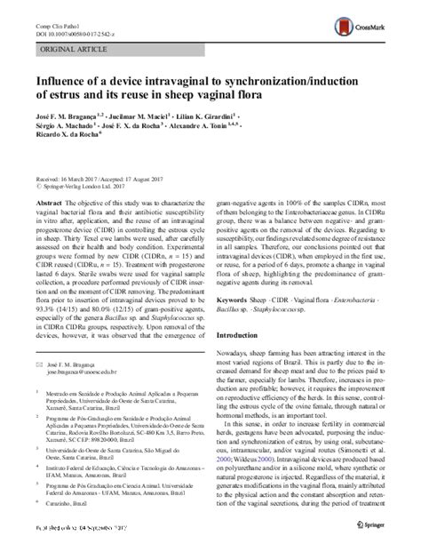 Pdf Influence Of A Device Intravaginal To Synchronizationinduction Of Estrus And Its Reuse In