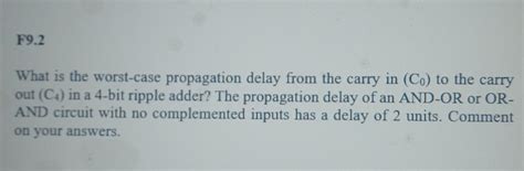 Solved F92 What Is The Worst Case Propagation Delay From