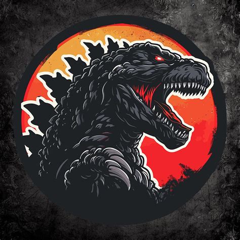 King Of Monsters Godzilla Sticker Dark Border Etsy