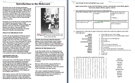 Research Worksheets Research Holocaust Worksheet Worksheets Library