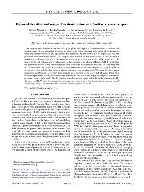 Pdf High Resolution Attosecond Imaging Of An Atomic Electron Wave