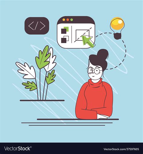 Woman With Web Code Royalty Free Vector Image VectorStock