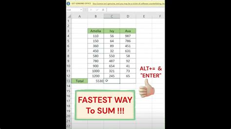 Fast Sum Excel Exceltips Exceltipsandtricks Trending Accounting