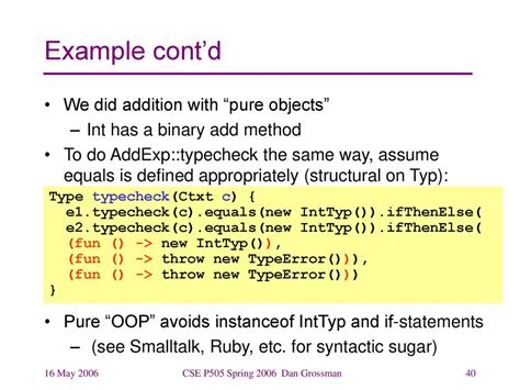 csep505 programming languages lecture 8 types wrap up object