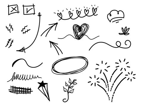 Hand Drawn Set Of Abstract Doodle Elements Use For Concept Design Isolated On White Background