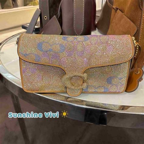 Nwt Coach Tabby 26 Signature Crystal Shoulder Bag Brass Rainbow Candy