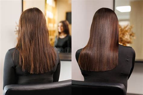 Before And After The Straightening Procedure With Keratin Botox Or