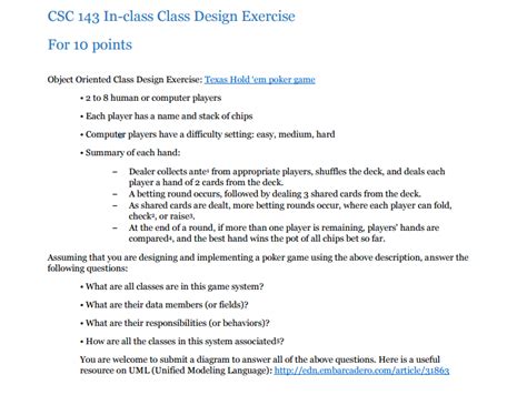 Solved CSC In Class Class Design Exercise For Points Chegg
