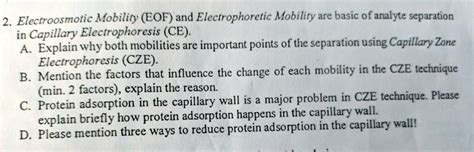 Solved 2 Electroosmotic Mobility Eof And Electrophoretic Mobility