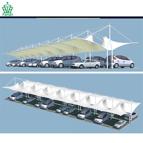 Prefab Galvanized Steel Tubing Pvdf Car Parking Shade Tents For