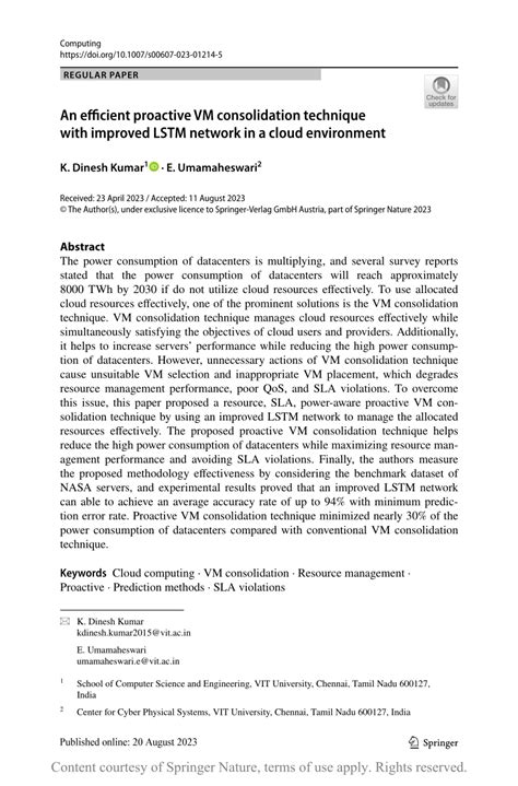 An Efficient Proactive VM Consolidation Technique With Improved LSTM Network In A Cloud Environment