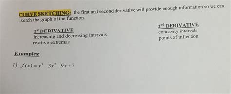Solved CURVE SKETCHING The First And Second Derivative Will Chegg