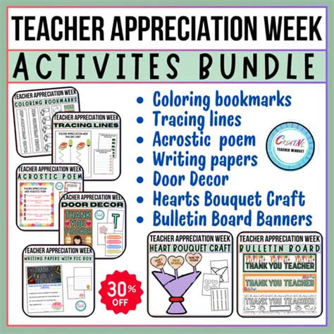 Teacher Appreciation Week Activities Bundlecoloring Bookmarksbulletin