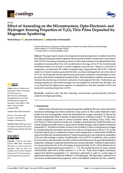 Pdf Effect Of Annealing On The Microstructure Opto Electronic And Hydrogen Sensing Properties