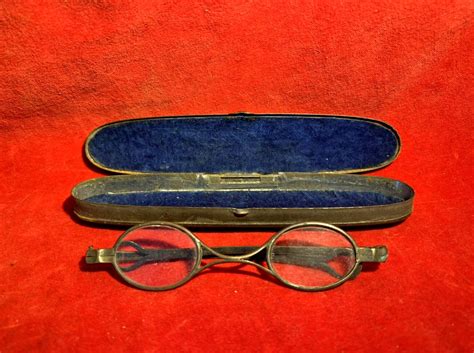 Original Civil War Soldiers Wire Frame Eyeglasses Spectacles Lined Ca