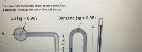 Solved The Open Ended Manometer Shown Contains Three Fluids