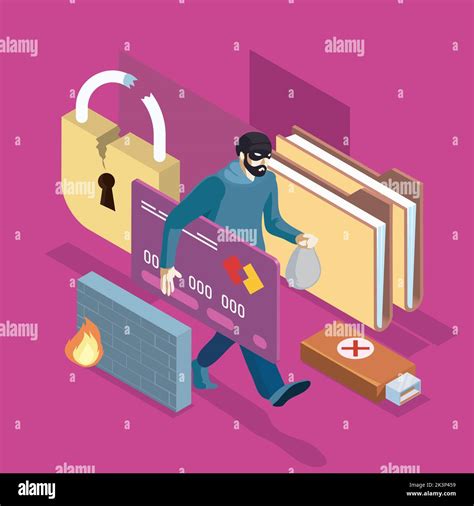 Isometric Cyber Thief Poster Stock Vector Image And Art Alamy