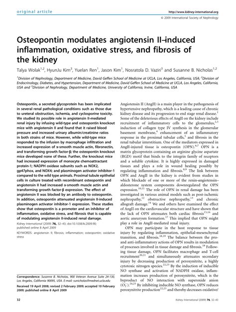 Pdf Osteopontin Modulates Angiotensin Ii Induced Inflammation