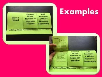 Adding Mixed Numbers With Like Denominators Foldable TPT