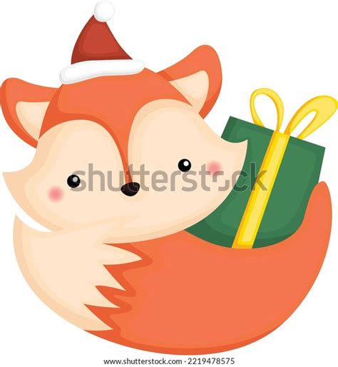 Vector Cute Christmas Themed Fox Stock Vector Royalty Free 2219478575
