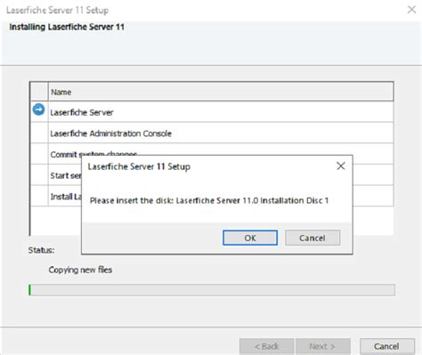 Getting A Message Asking To Insert A Disk During The Laserfiche 110