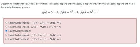 solved determine whether the given set of functions is