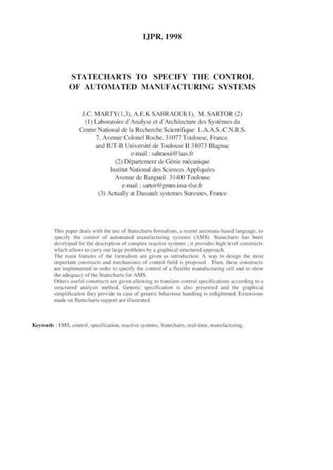Pdf Ijpr 1998 Statecharts To Specify The Control Of …homepages Laas Fr Kader Ijpr Pdf