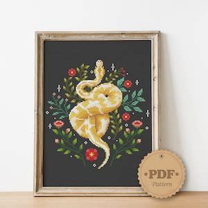 Set Of Snakes Cross Stitch Pattern PDF Python Cross Stitch Gothic Cross Stitch Cottagecore