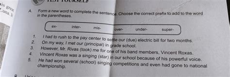 A 2 1 3 4 5 Form A New Word To Complete The Sentence Choose The