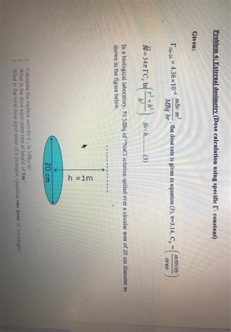 problem 4 external dosimetry dose calculation using