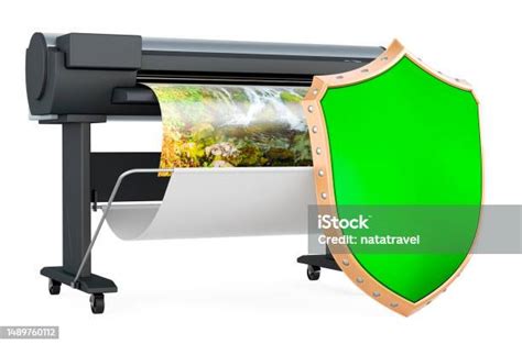 플로터 쉴드가 있는 대형 잉크젯 프린터 3d 렌더링 안전에 대한 스톡 사진 및 기타 이미지 안전 3차원 형태 개념 Istock