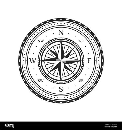 Compass Wind Rose Vintage Map And Nautical Marine Navigation Vector